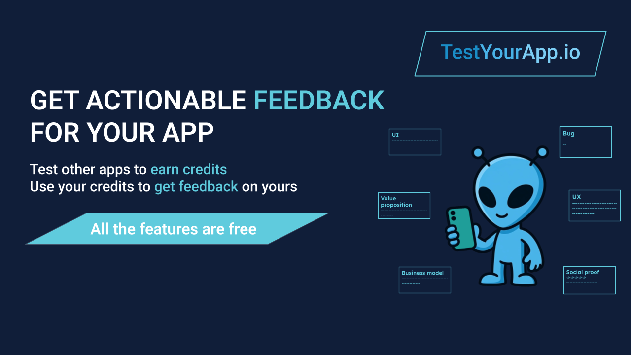 TestYourApp - Feedback Platform for Creators of Apps, SaaS & Websites